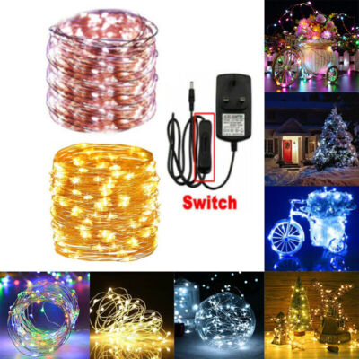 100 500 LED Micro Rice Copper Wire Fairy String Lights Wedding Xmas ...