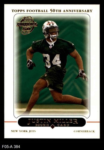 2005 Topps #384 Justin Miller Jets RC Clemson 8 - NM/MT | eBay
