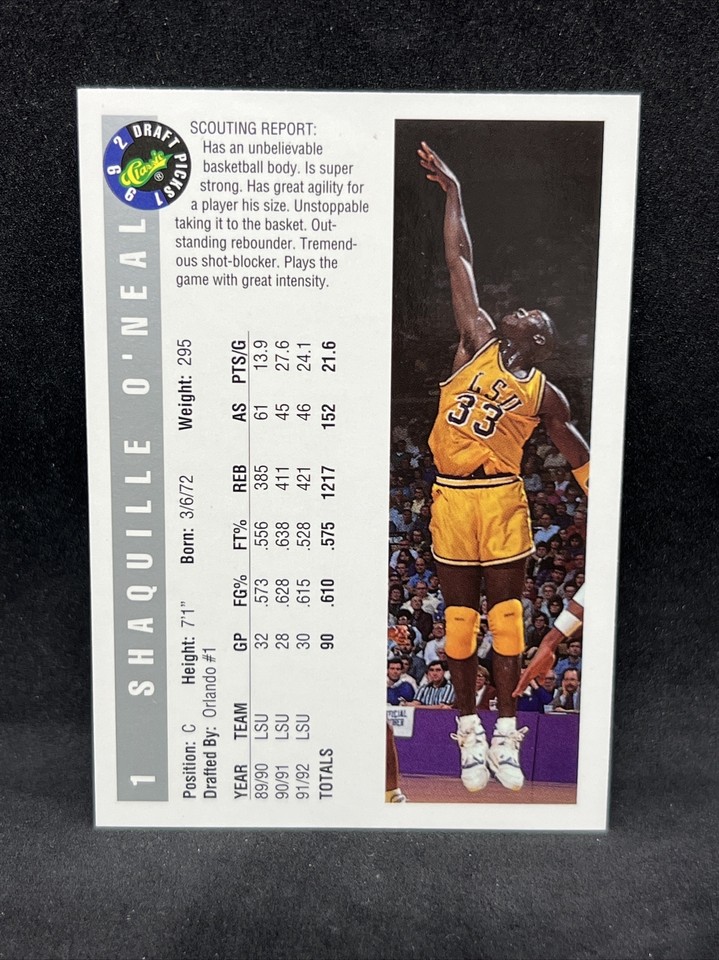 1992-93 Classic Draft Picks #1 Shaquille Shaq O'Neal Rookie RC (2) | eBay