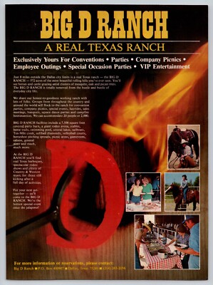 1982 Big D Ranch, A Real Texas Ranch Dallas Texas Print Ad #3 | eBay
