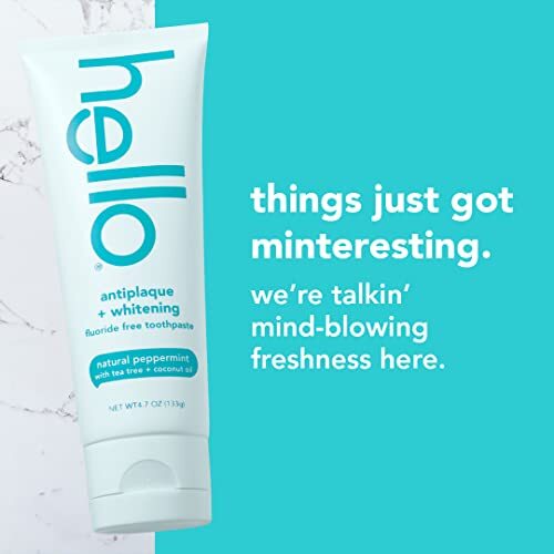 Hello Antiplaque Whitening Toothpaste Peppermint Fluoride Free 4.7oz ...