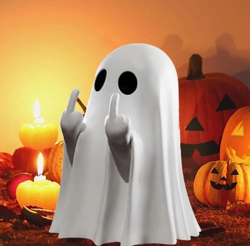 Halloween Spooky Figurine - Middle Finger Ghost Statue | eBay