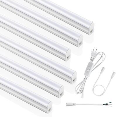 6 Pack LED T5 Integrated Single Fixture 4FT 20W LED Shop Light 6500K ...