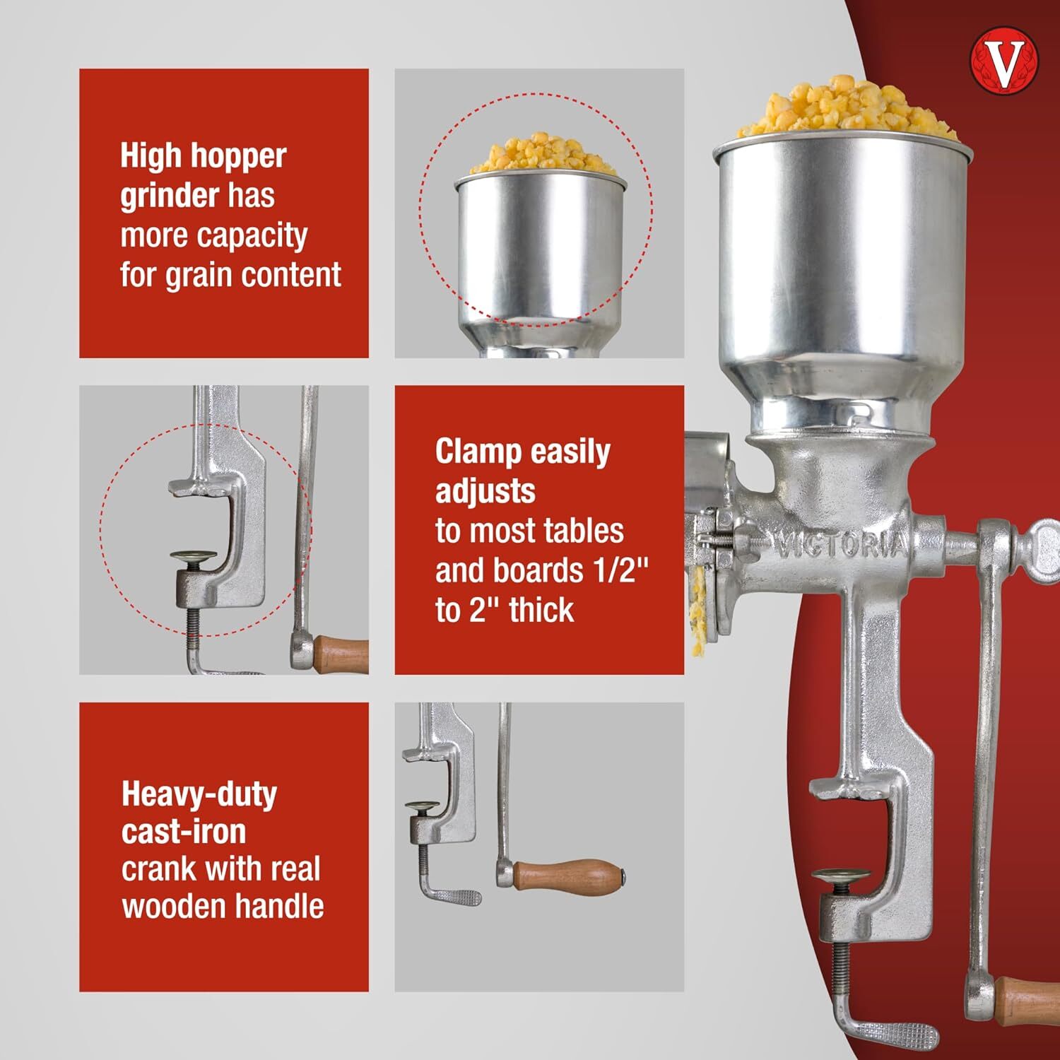 Victoria Manual High-Hopper Grain Grinder, Made in Colombia, Silver | eBay