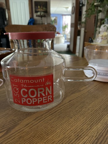 Catamount 2.5 Qt Flameware Heat Safe Glass Microwave Pop Corn Popper ...