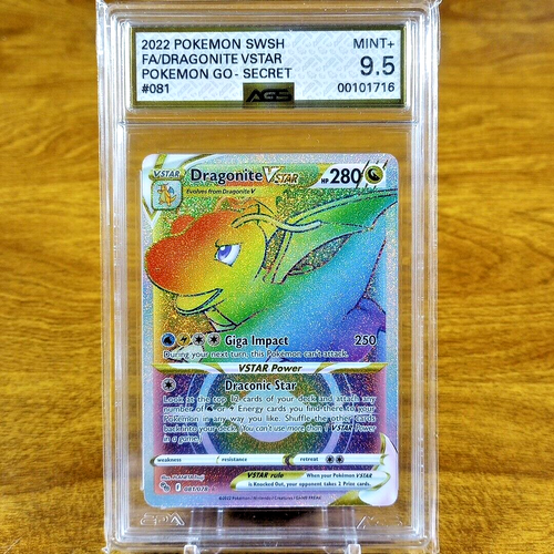 Pokemon GO SWSH Secret Dragonite VSTAR 081/078 AGS Mint+ 9.5 Full Holo ...