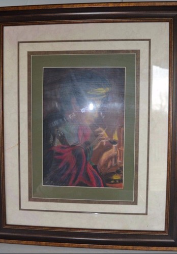 Painting Frank Dillard Man Smoking Pipe Framed | eBay