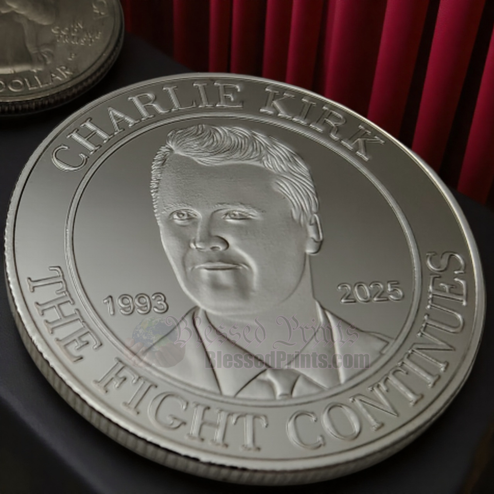 Charlie Kirk Memorial Coin Silver Plated Shiny The Fight Continues ...