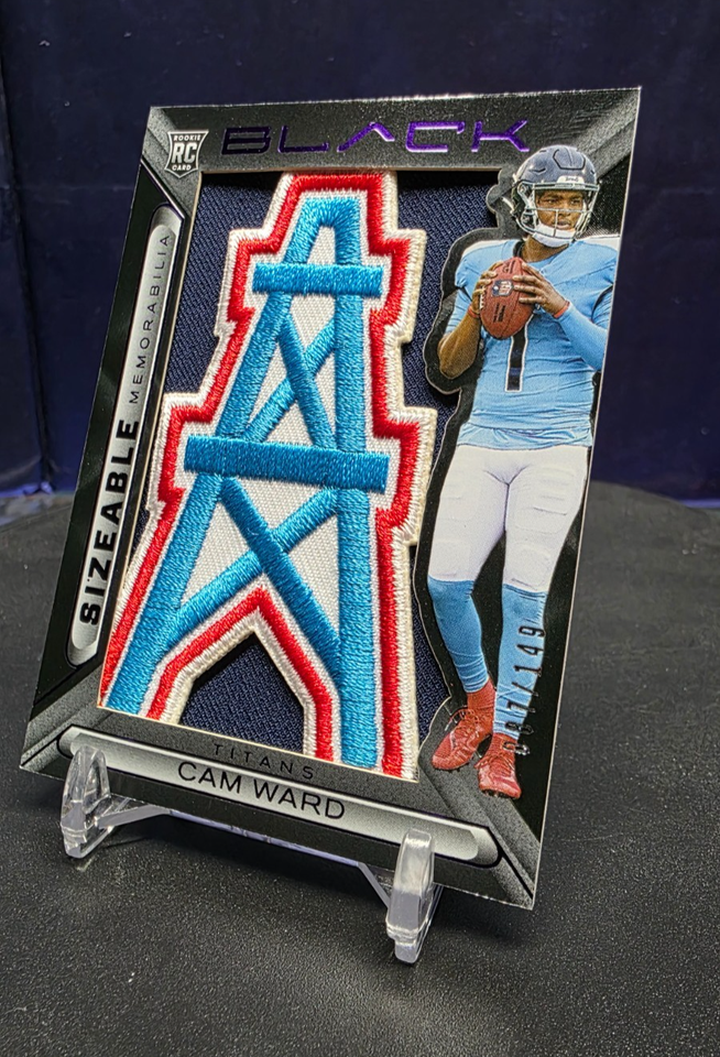 2025 Panini Black Sizeable Memorabilia Cam Ward Retro Oilers Patch Logo ...