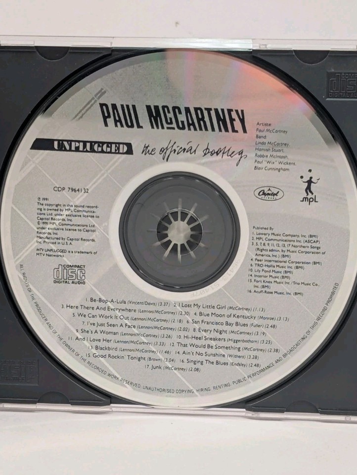 Unplugged (The Official Bootleg) by Paul McCartney (CD, 1991 [Low ...