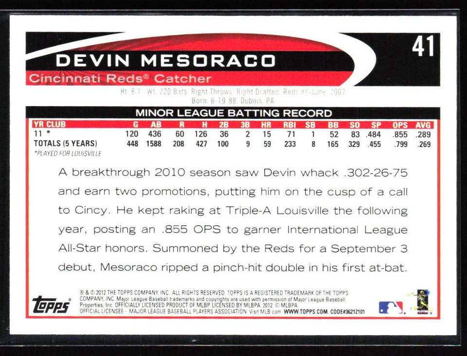 2012 Topps #41b Devin Mesoraco | eBay UK