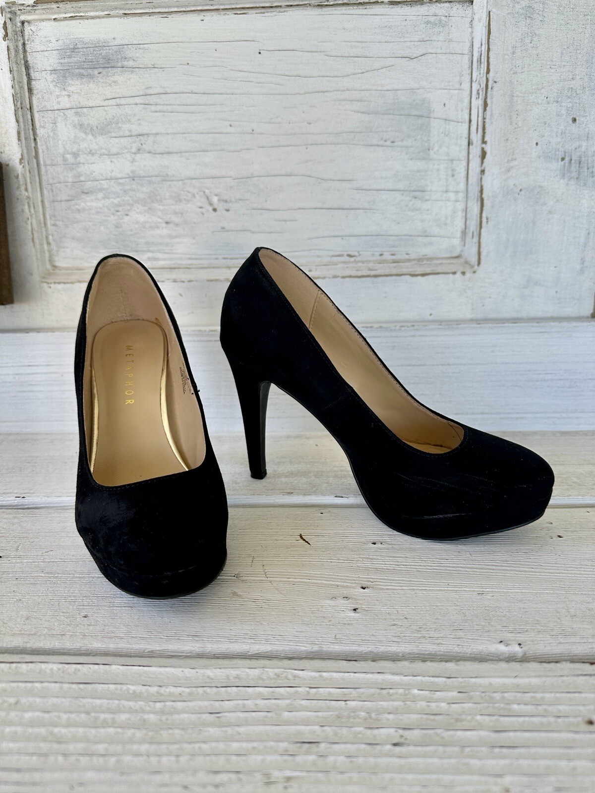 METAPHOR, PATRINA #42468 BLACK PLATFORM HEELS, SIZE 7M - Gem