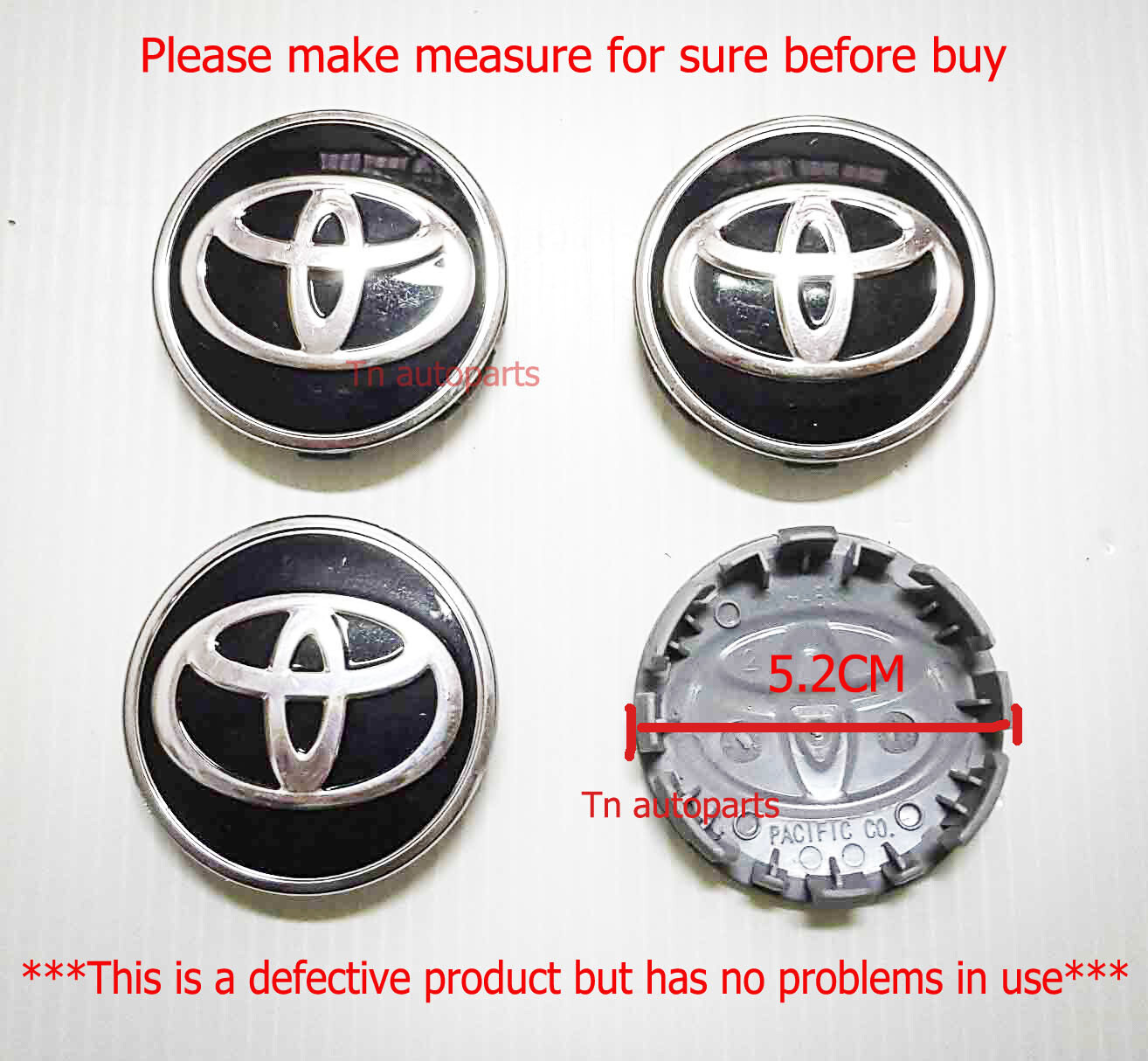 SET USED TOYOTA WHEEL CENTER CAP BLACK-CHROME 52mm NEW TOYOTA REVO ...