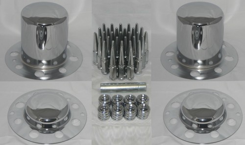 SPIKE ALCOA DUALLY WHEEL RIM CHROME 9/16"-18 LUG NUT WASHER AND CENTER ...
