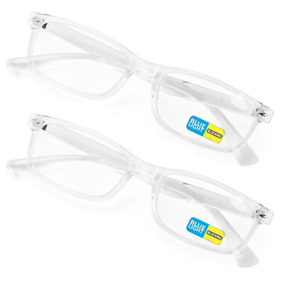 2 Pairs Unisex Anti Blue Blocker Computer UV Protection Clear Lens Eye ...