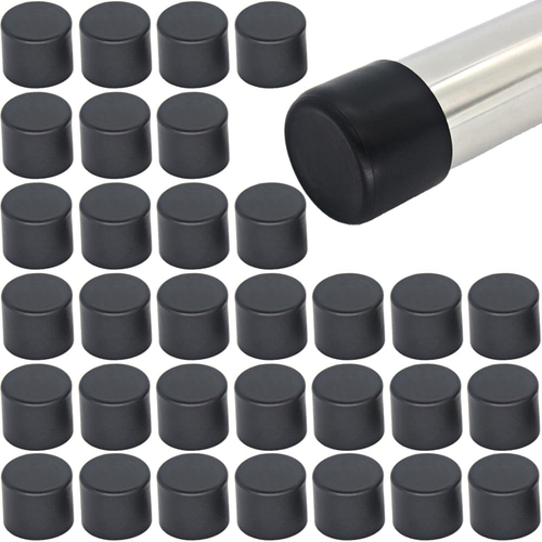 32Pcs Black Rubber Cylindrical Chair Table Leg Caps, 3/4 Inch (19Mm ...