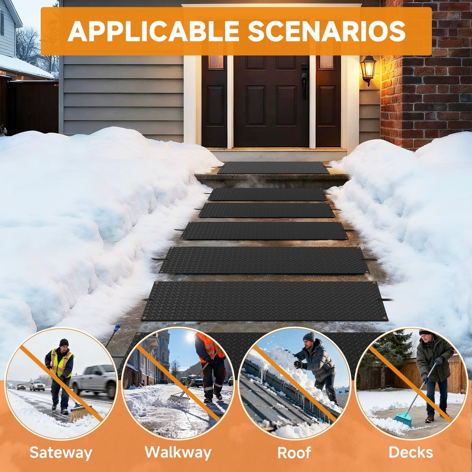 SLSY Snow Melting Mats, Heated Outdoor Mats with 10ft Separate Power ...