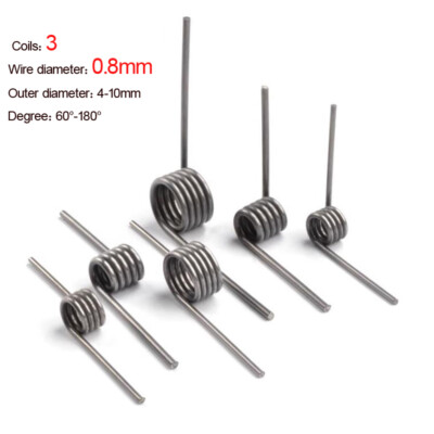 0.8mm Wire Dia 3 Coils Torsion Spring V-clip Springs 60°/90°/120°/180 ...