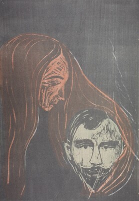 Edvard Munch, Man's Head in Woman's Hair, Hand Signed Lithograph | eBay