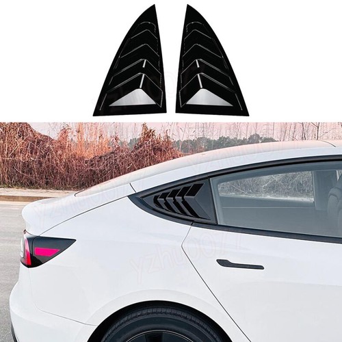 For 2024-2025 Tesla Model 3 Glossy Black Rear Side Window Scoop Louver ...