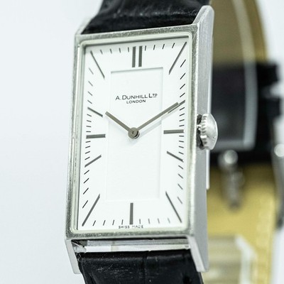 *NEAR MINT* Dunhill Wafer 8036 Quartz White Dial Tank 22mm Swiss Made ...