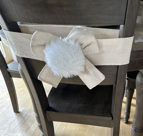 Pier 1 Spring Decor Bunny Tail Chair Bow Wrap Around Set Of 4 Burlap | eBay