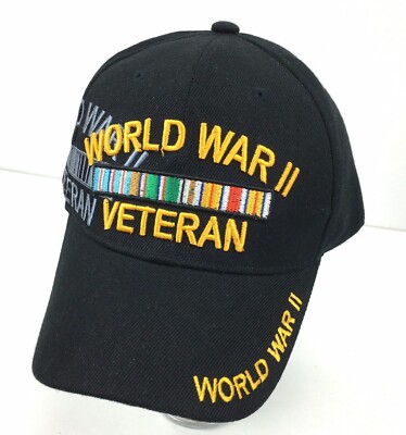 World War II WWII Veteran Military Vet Baseball Cap Hat Black WW2 | eBay