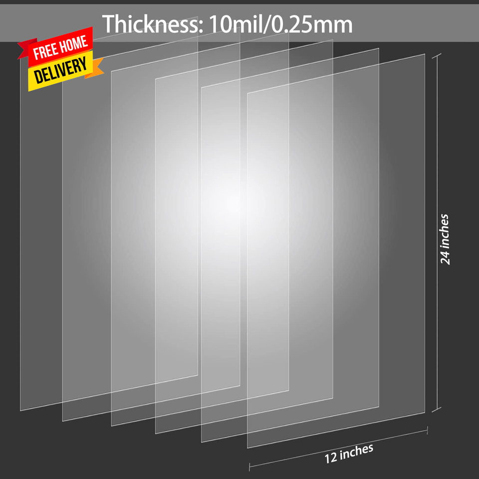 10 Sheets 10 Mil Mylar Sheet 12 X 24 Inch Milky Translucent Plastic ...