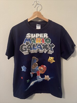 Vintage Y2K 2007 Super Mario Galaxy T Shirt Men’s M Navy | eBay