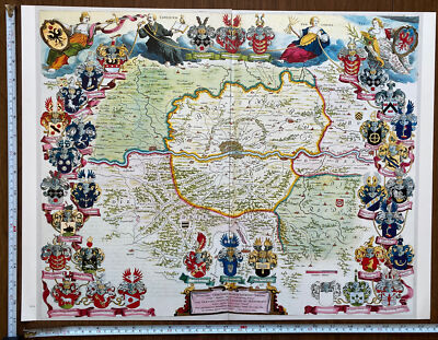 Large Old Antique Poster Map Frankfurt am Main, Germany 1600s REPRINT ...