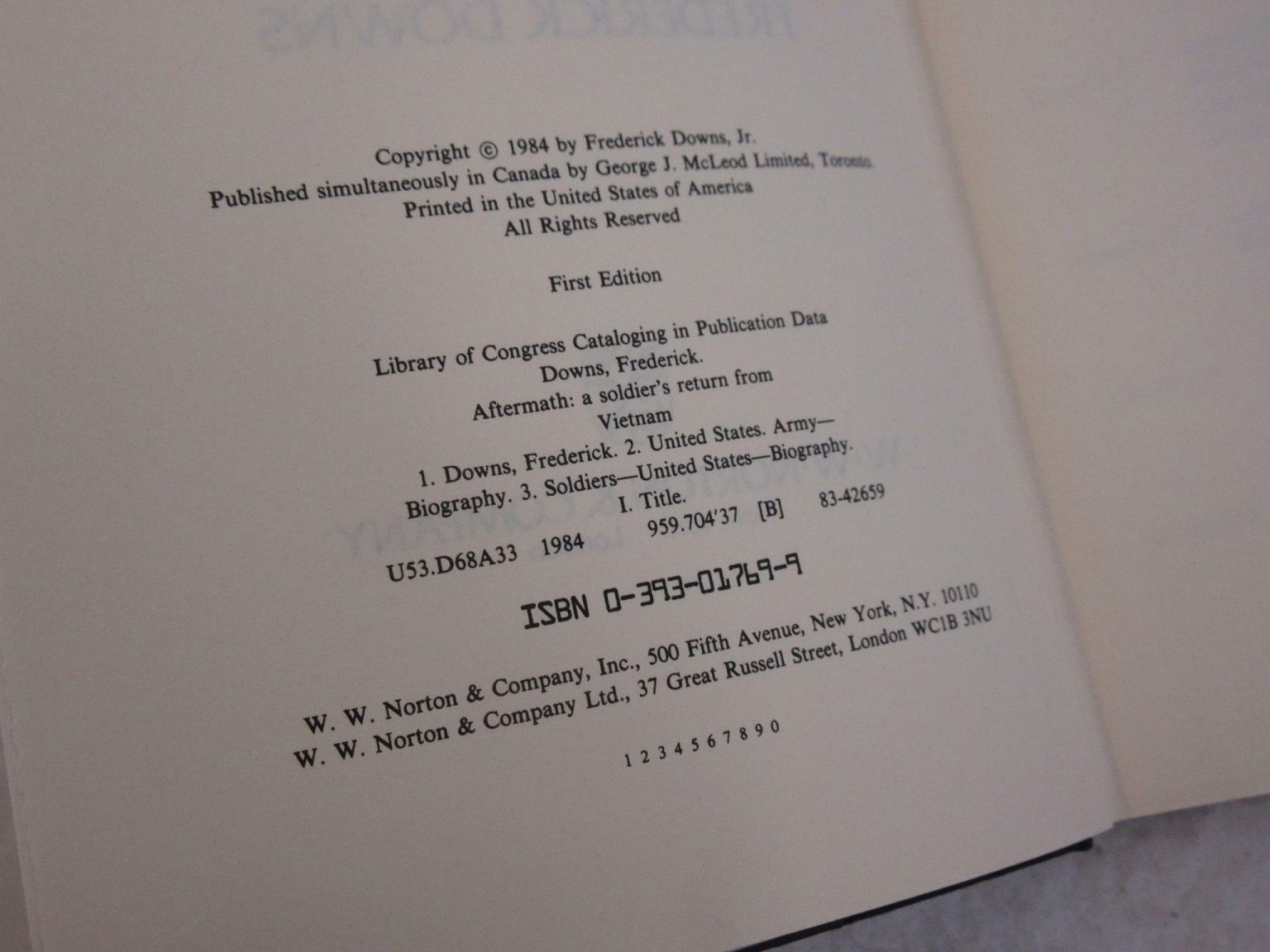 Frederick Downs, Jr. AFTERMATH Soldier's Return from Vietnam 1984 W. W ...