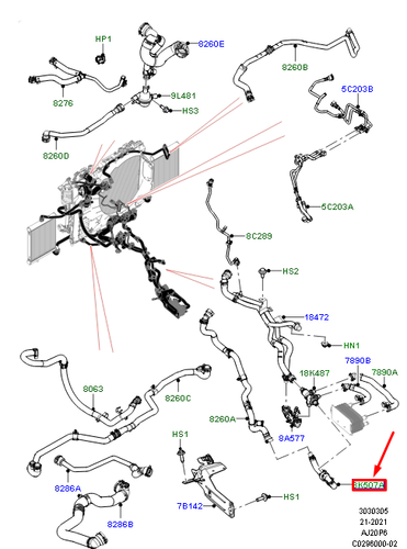LAND ROVER RANGE ROVER IV L405 Engine Radiator Coolant Hose LR123725 ...