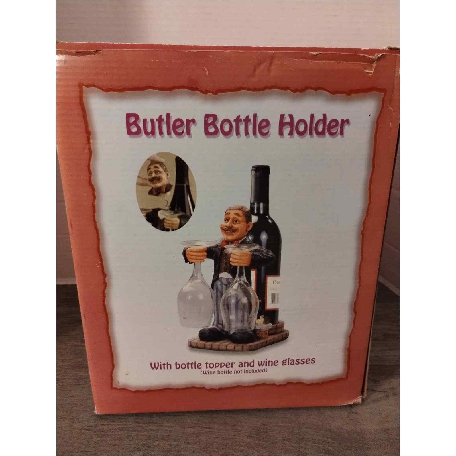 That's Kooky! Butler Bottle Holder with Bottle Topper and Wine Glasses ...