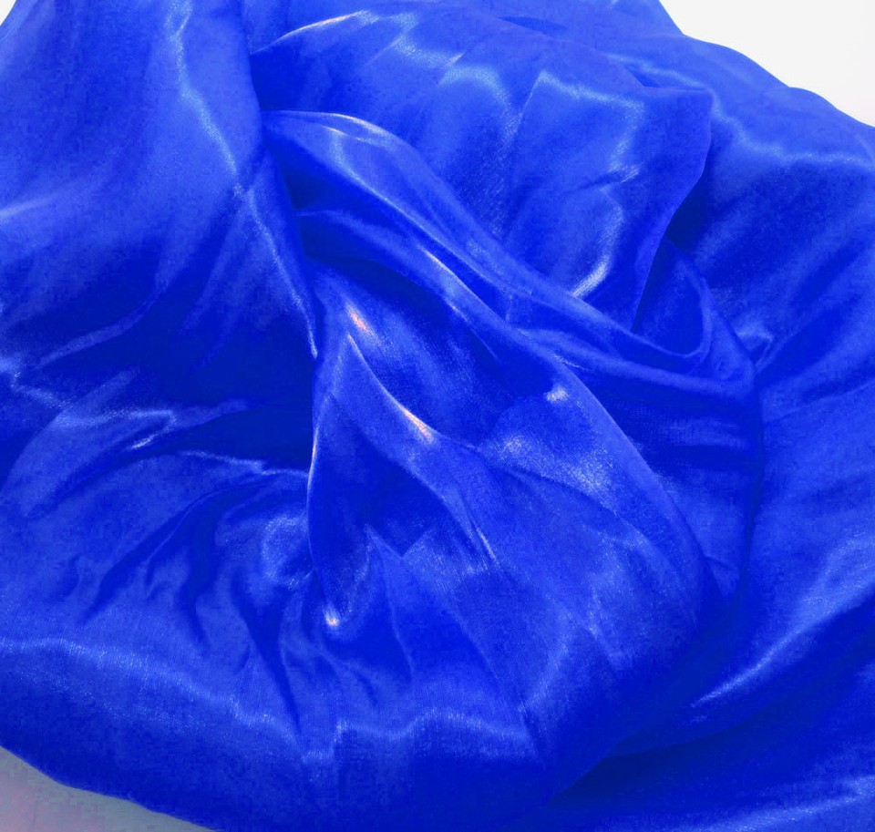 K116 PER YARD Royal Blue Mirror Organza Sheer Fabric Dress/Decorative ...
