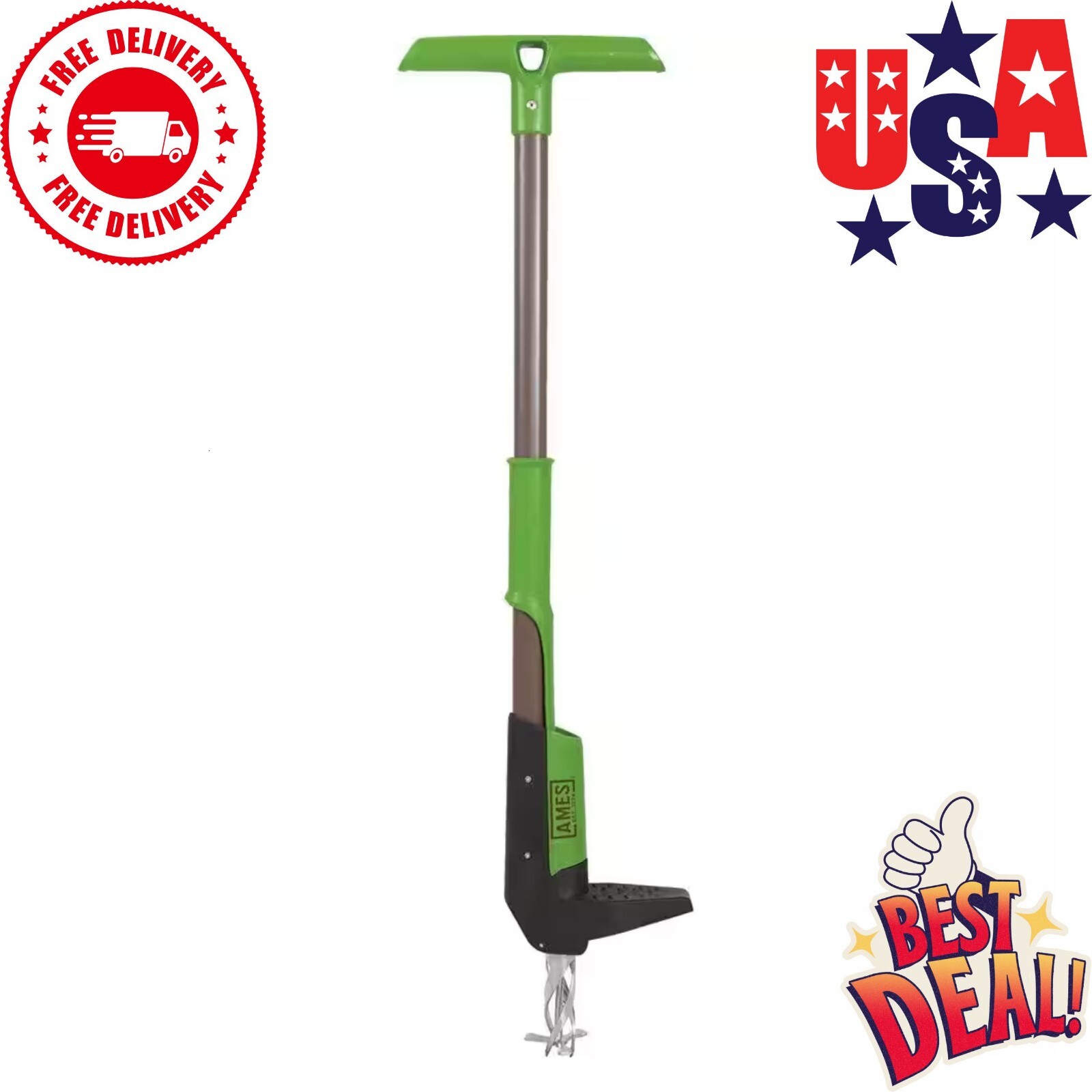 Ames Stand Up Weeder W/ Long Handle Durable Steel Lightweight Gardening ...