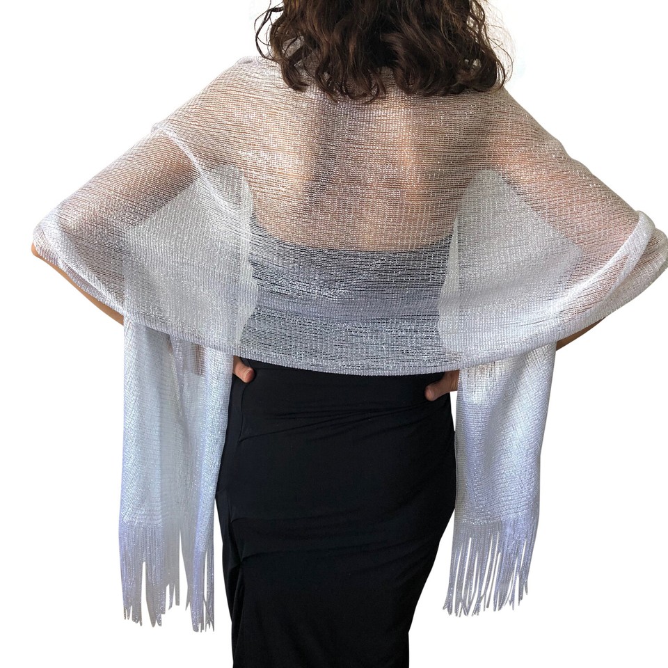 Central Chic Shimmer Sparkly Shawl Stole Scarf Wrap For Weddings Proms ...