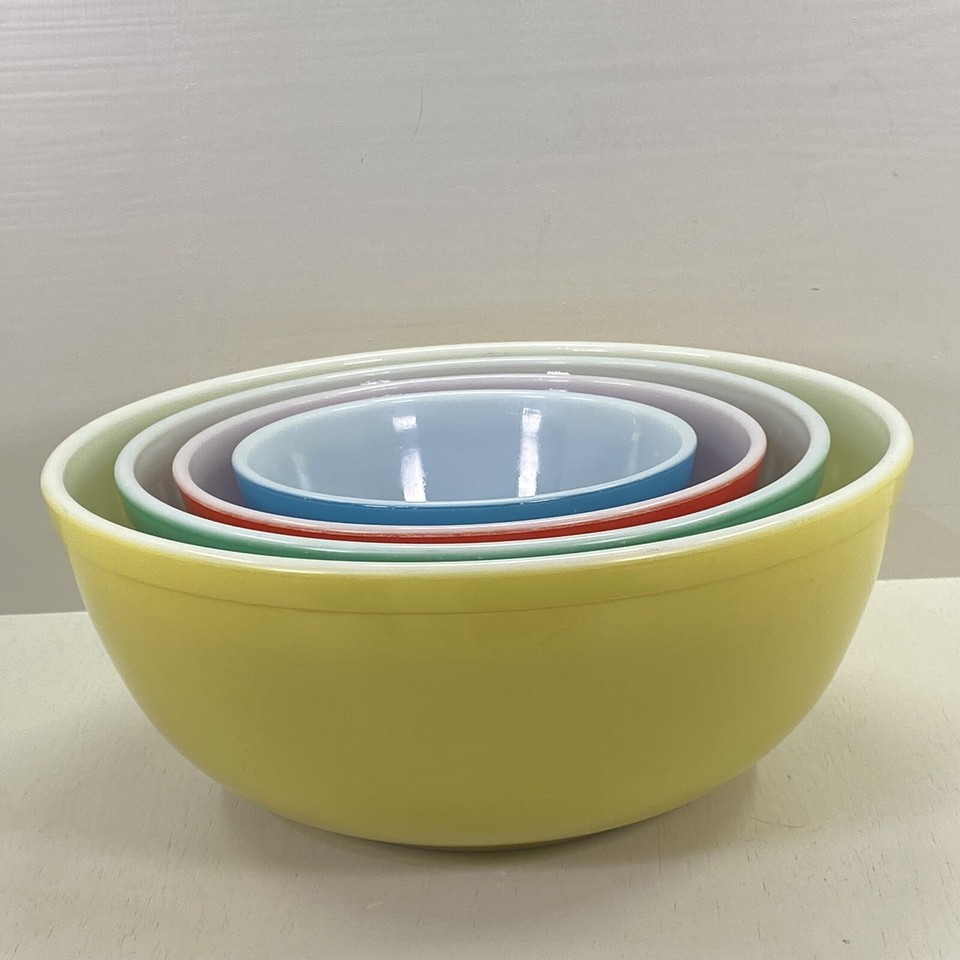Pyrex Primary Colors Nesting Bowls #404 - 401 Yellow Green Red Blue 4qt ...