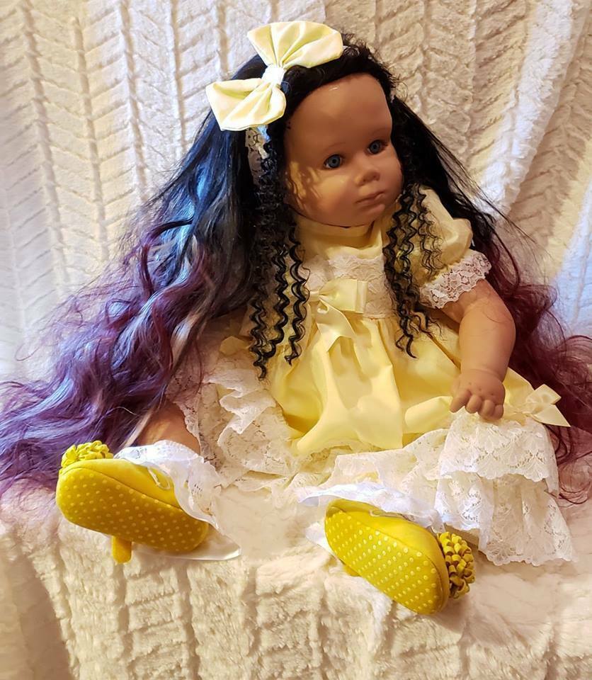 ADORABLE 22" PAT SECRIST DOLL LONG BLACK BLUE EYES 1988 J. ZOOK #439 ...