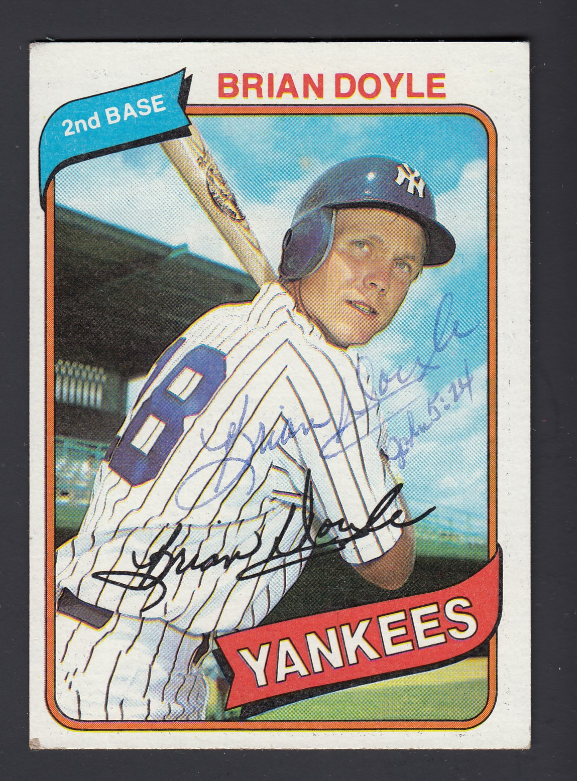 Brian Doyle Hand Signed 1980 Topps Baseball Card #582 Yankees SL COA | eBay