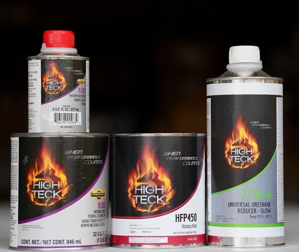 High Teck Victory Red Basecoat Paint, Reducer, Clearcoat QUART Kit! GM ...