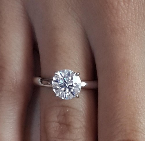 2 Ct Classic 4 Prong Round Cut Diamond Engagement Ring VS1 F White Gold ...