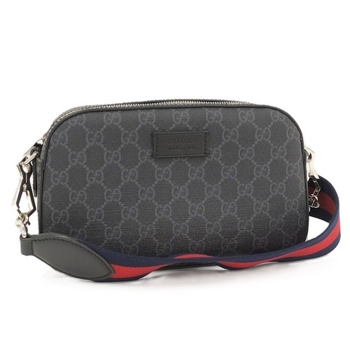 GUCCI Mini Camera Bag Shoulder Bag GG Supreme PVC Leather Black 574886 ...