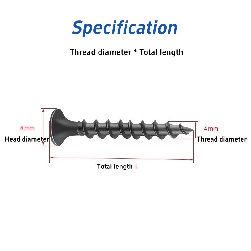 Black/Yellow Countersunk Chipboard Screw Coarse Thread Self-Tapping ...