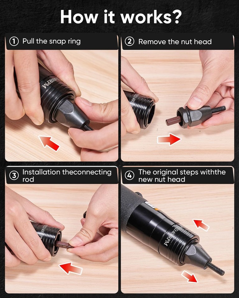 Pneumatic Rivnut Setting Gun Rivet Nut Gun Automatic Nutsert 10-24&1/4 ...