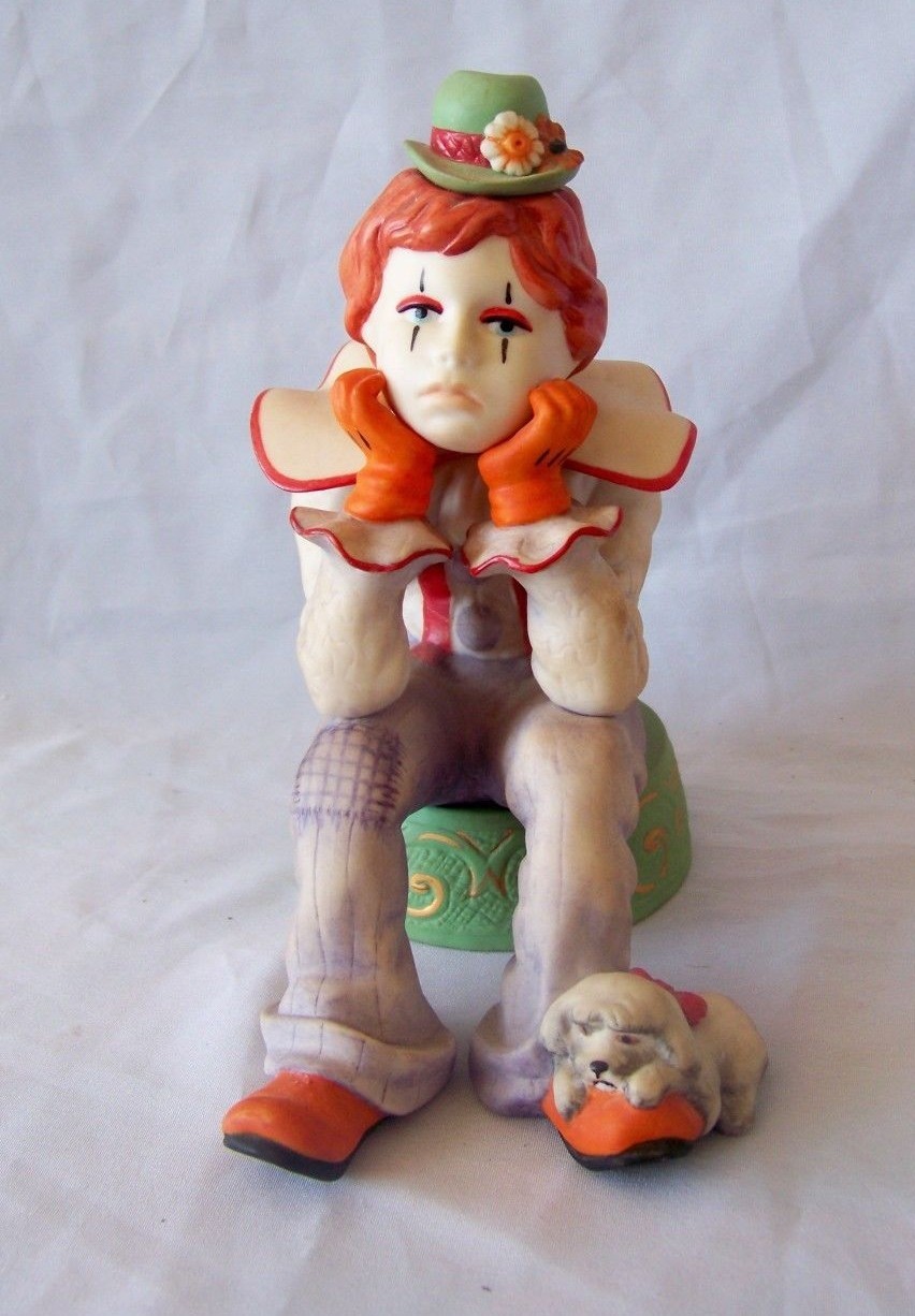 Vintage Cybis Porcelain "Rumples The Pensive Clown" & Dog Figurine | eBay