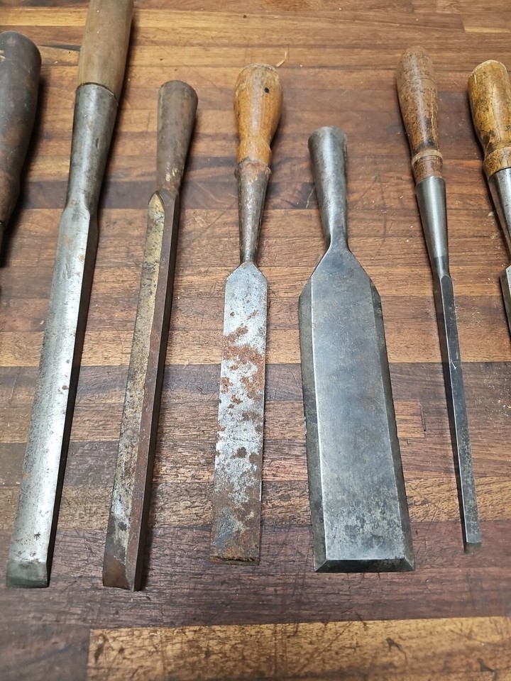 K83- Lot of 10 Vintage Antique Wood Chisels | eBay