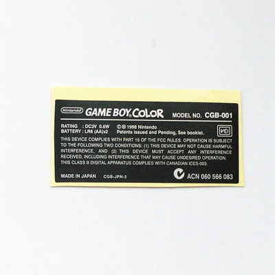 5 PCS Replacement Back Sticker Label For Nintendo Game boy Color GBC ...