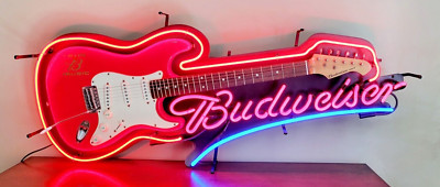 ARIA BUDWEISER RARE LIMITED EDITION NEON GUITAR SIGN WITH WHAMMY BAR | eBay