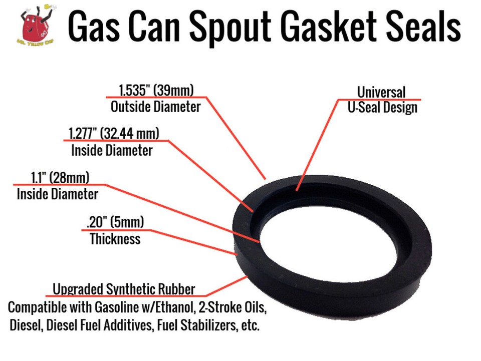 6 New Rubber Gaskets Gas Can Spout Gott Rubbermaid Blitz Wedco Scepter ...