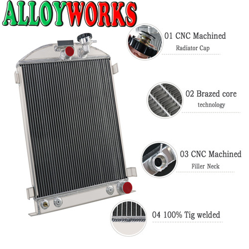 3 ROWs Radiator For 1933-34 Ford Model A B Base Grill Shells Chopped ...